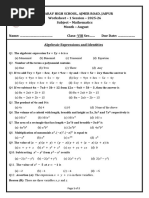 Grade 8 Algebraic Expressions Practice | PDF | Variable (Mathematics ...