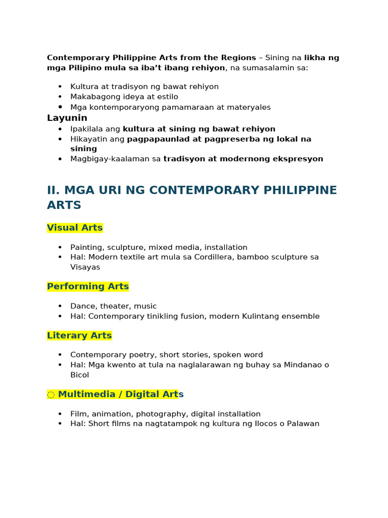 Cpar Reviewer | PDF | Philippines | The Arts