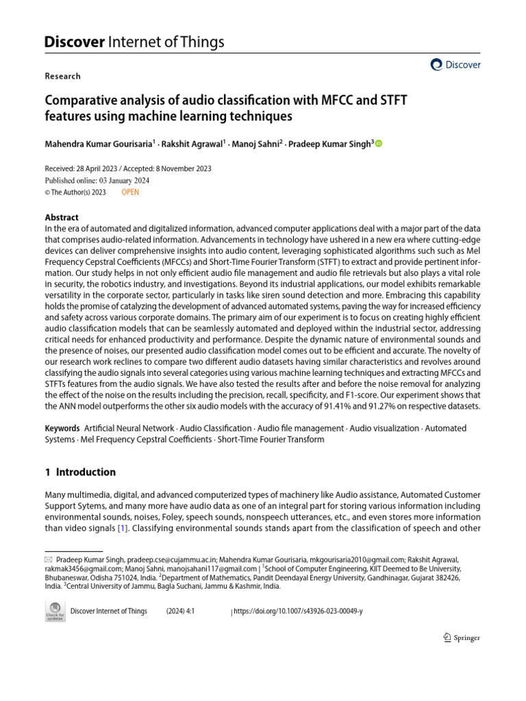 M. Gourisaria (2024) - Comparative Analysis of Audio Classification ...