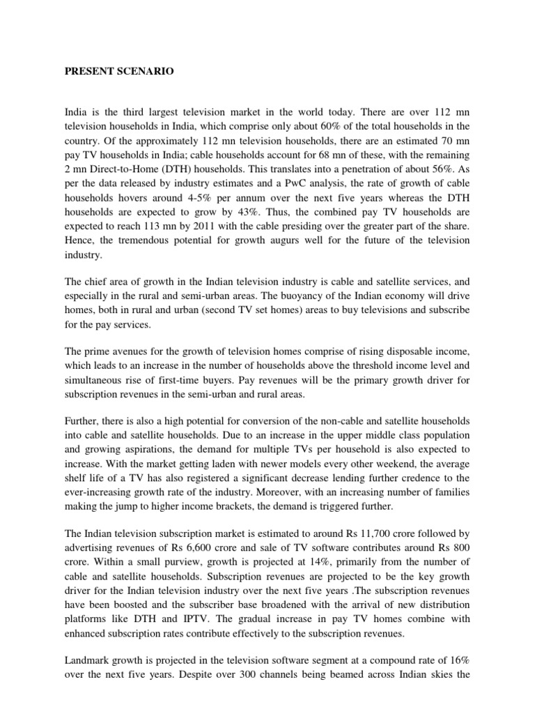 Present Scenario | Television | Mass Media