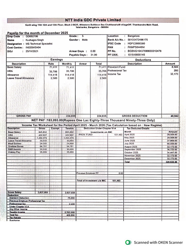 Salary Slips and Compensation | PDF