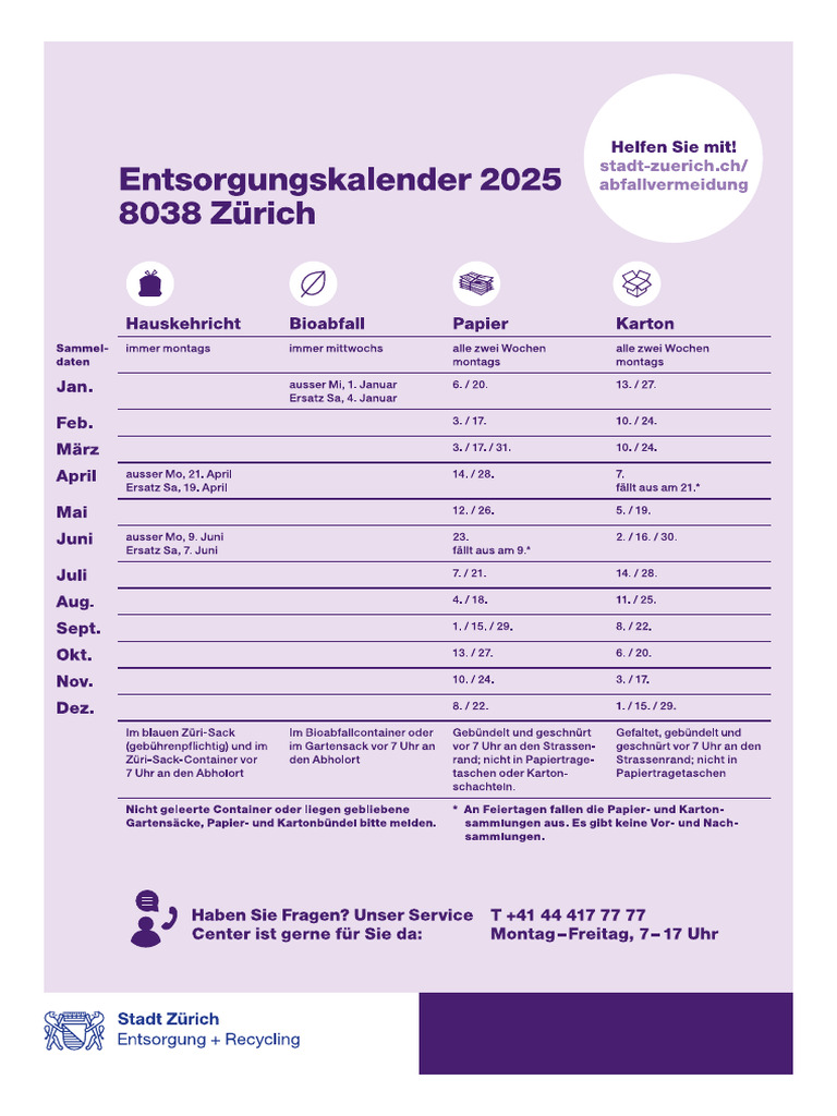 Entsorgungskalender 2025 8038 | PDF