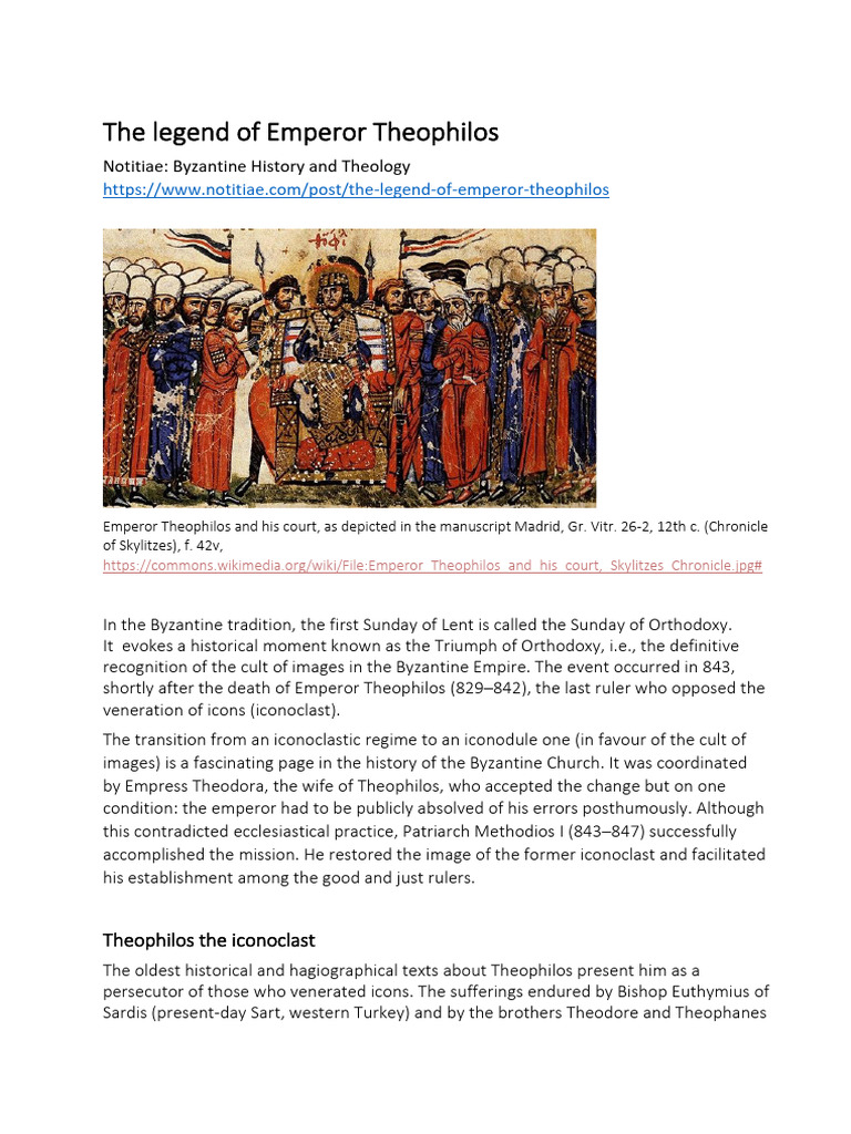 The Legend of Emperor Theophilos | PDF | Byzantine Empire