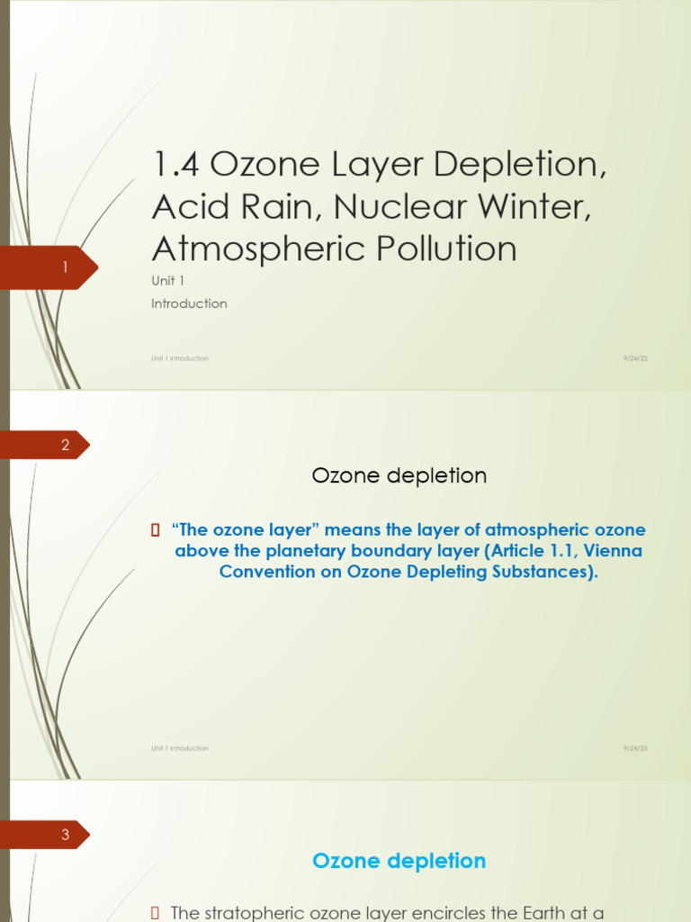 1.4 Ozone Layer Depletion, Acid Rain, Nuclear Winter, Atmospheric ...