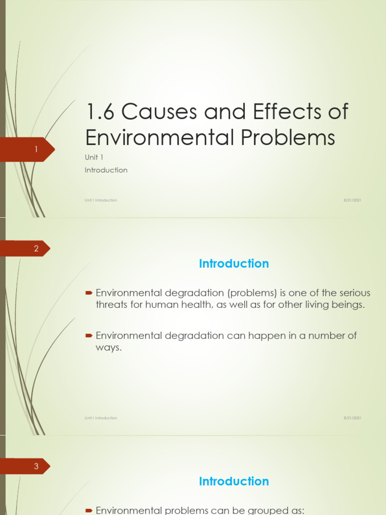 1.6 Causes and Effects of Environmental Problems | PDF | Pollution | Water