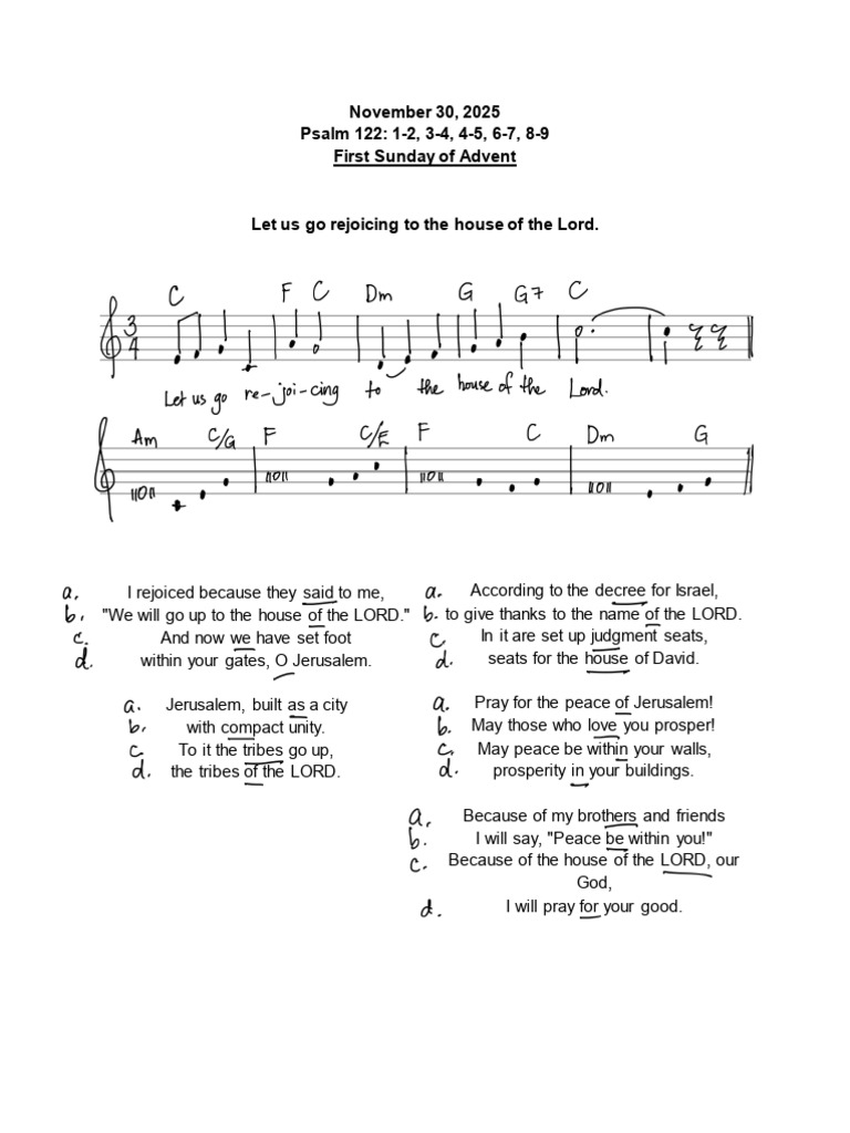 Psalm Let us go rejoicing to the house of the Lord. | PDF