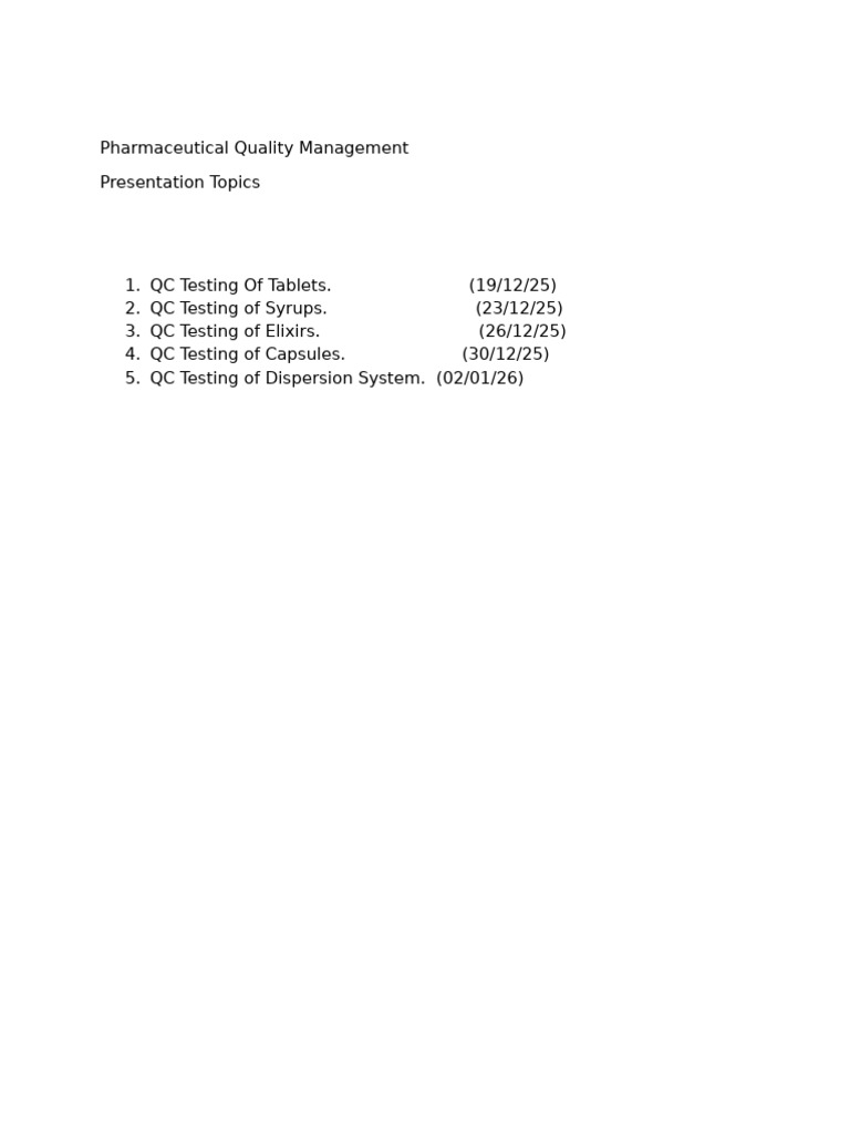 QC Presentation Topics | PDF