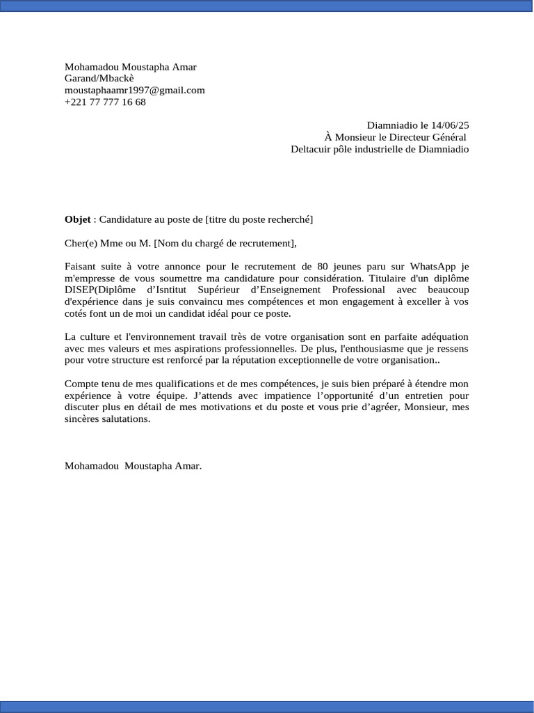 Modele de Demande Demploi Simple | PDF