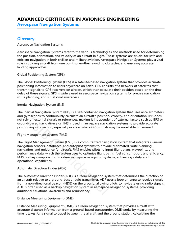 Aerospace Navigation Systems Glossary | PDF | Flight Recorder ...