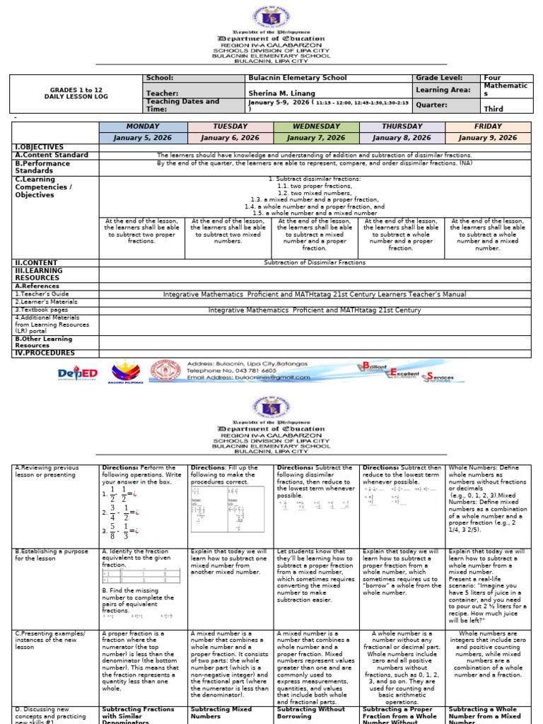 DLL - Mathematics q3 Week 5 | PDF | Numbers | Arithmetic