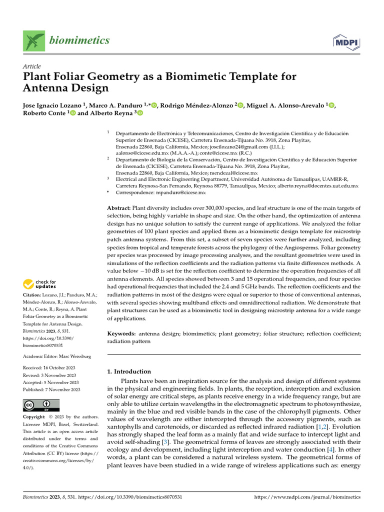 Plant Foliar Geometry As A Biomimetic Template For | PDF ...