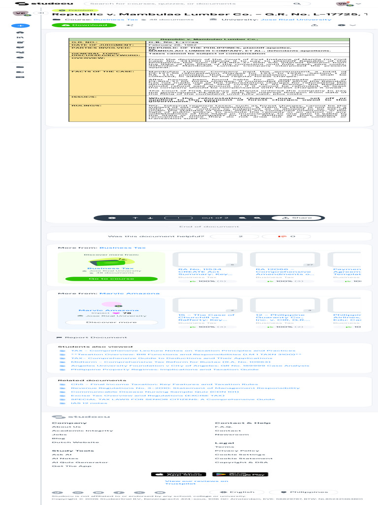 Republic v. Mambulao Lumber Co. | PDF | Taxes | Set Off (Law)