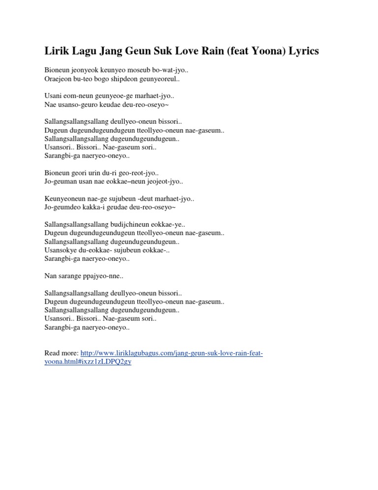 Lirik Lagu Jang Geun Suk Love Rain | PDF | Language Arts & Discipline