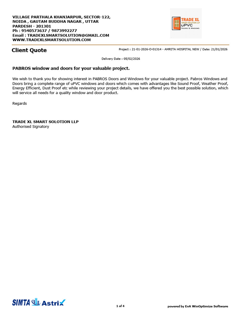 Amrita Hospital New Quotation | PDF | Window | Door