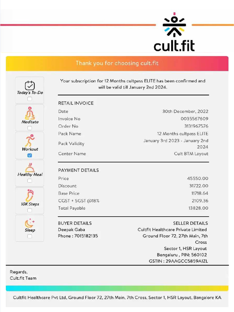 PDF Cult Fit Invoice Compress | PDF