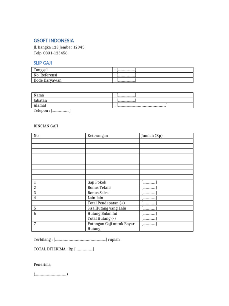 Slip Gaji Format | PDF
