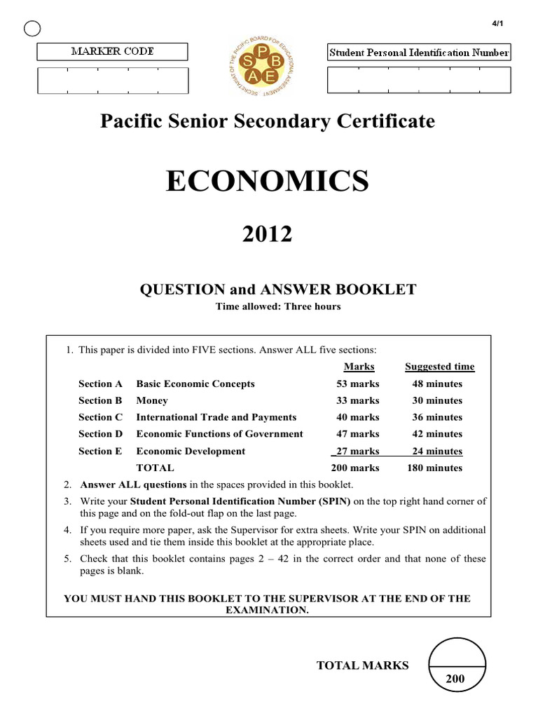 PSSC Economics 2012 Q& A PDF | PDF | Inflation | Taxes