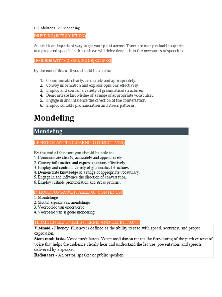 2.5 Mondeling | PDF