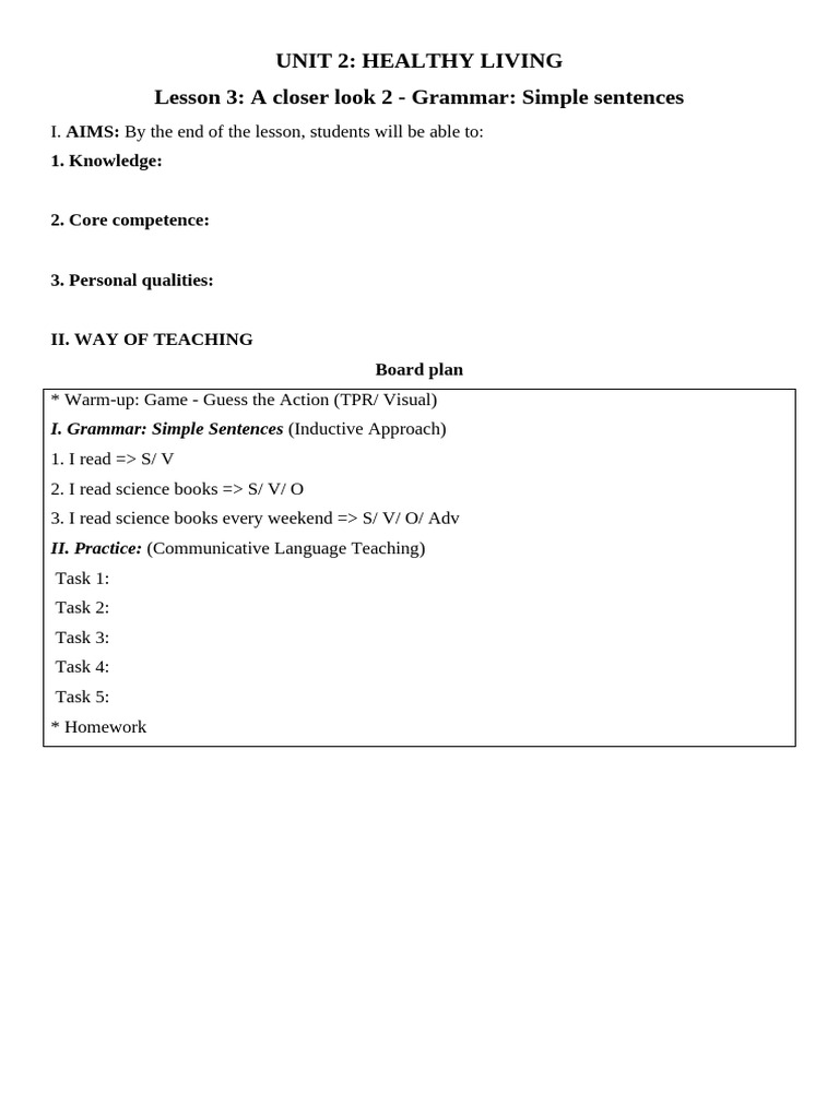 Grade 7 Unit 2 Closer Look 2 - Cuối Kỳ I | PDF