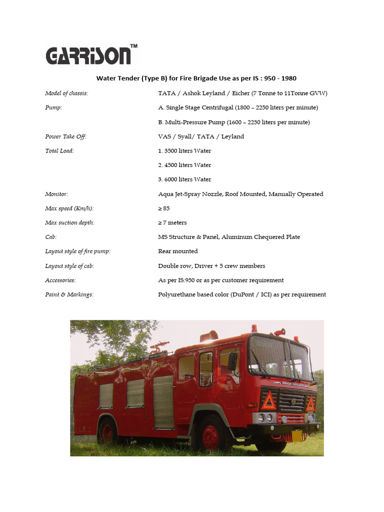 Water Tender | PDF