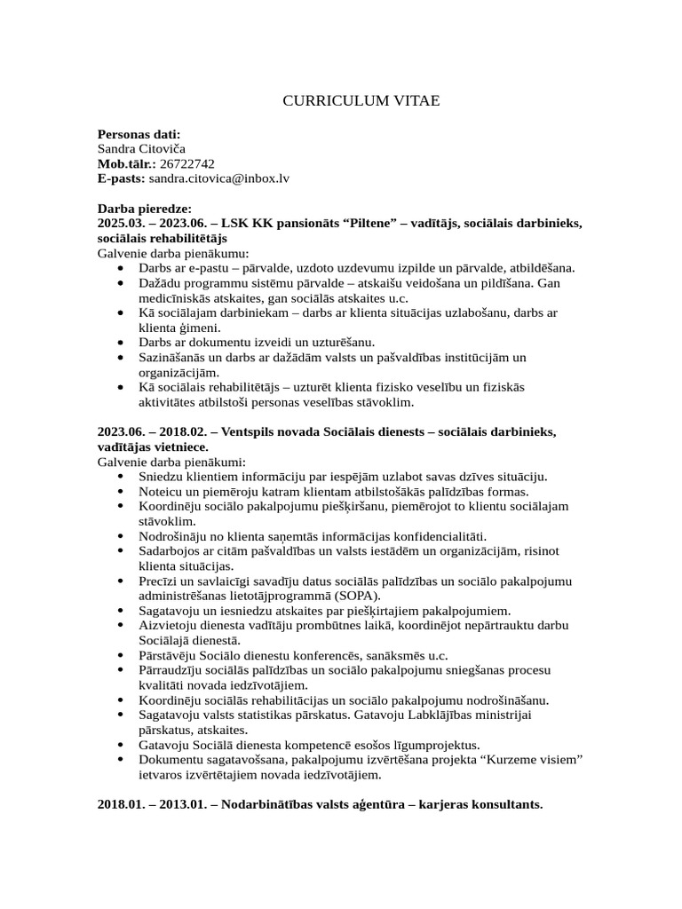CV Citovica Sandra | PDF