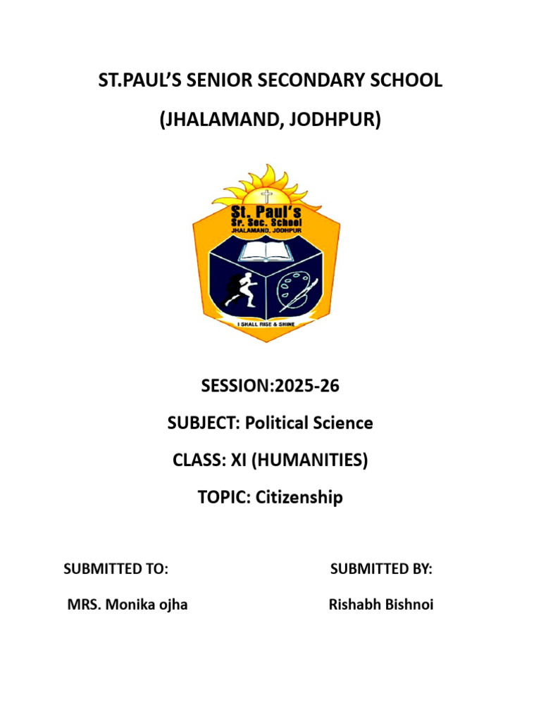 Front Page Class XI Political Science (1) | PDF