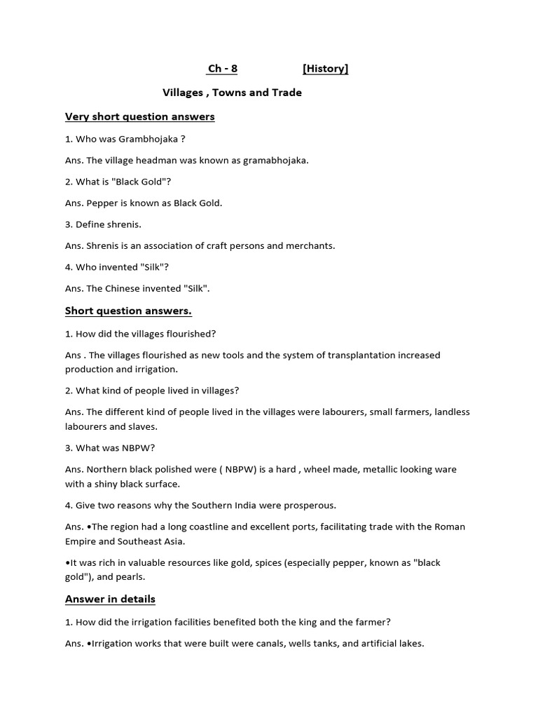 History Class 6th | PDF | Trade | Silk Road