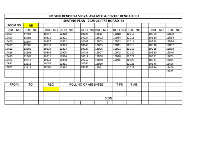 Seating Plan For Pb3 | PDF
