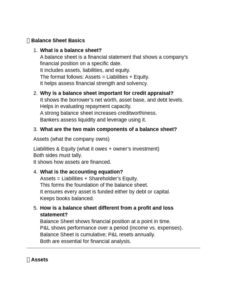 BALANCE SHEET QUESTIONS ANSWERS | PDF | Balance Sheet | Equity (Finance)