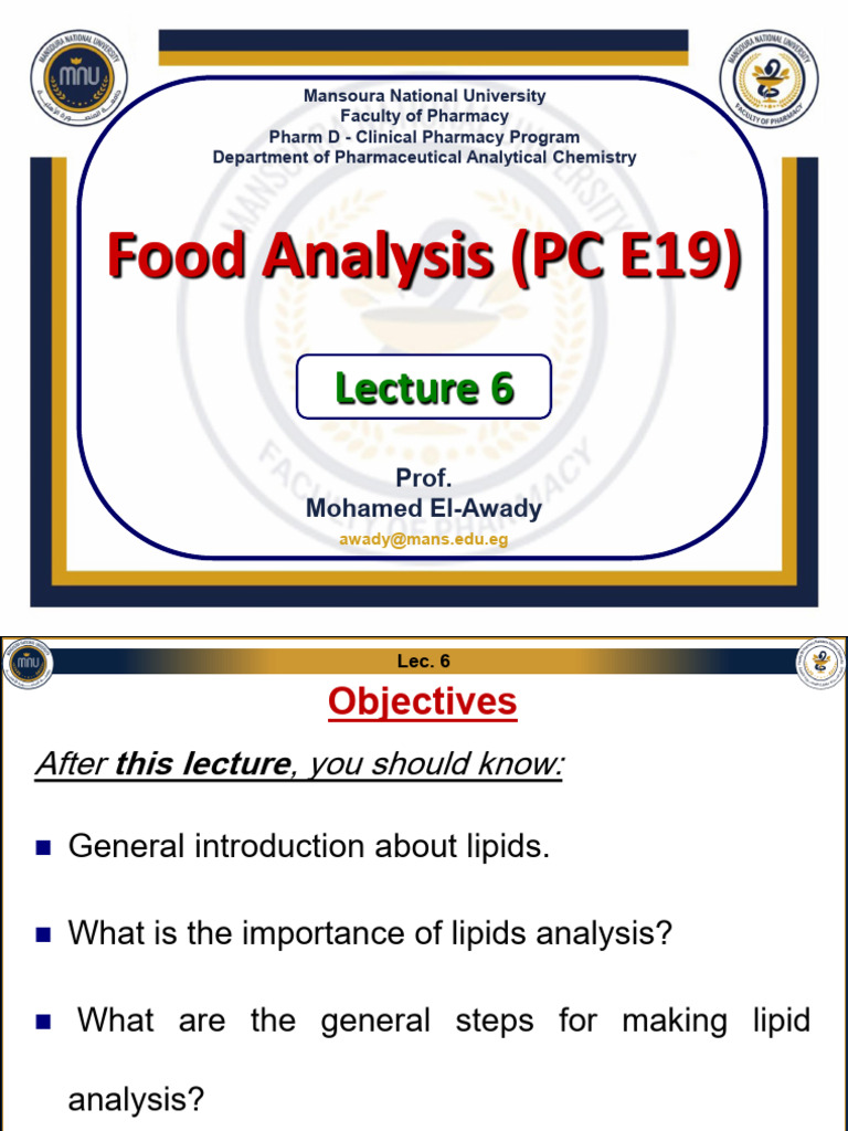 Lec 6-Food Analysis_Dr El-Awady + Study Questions | PDF | Lipid ...