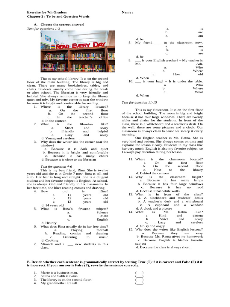Exercise Chapter 2 for 7th Graders | PDF