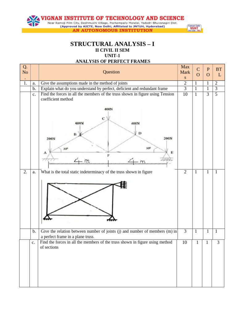 SA I Common Question Bank Format For All Branches | PDF | Bending ...