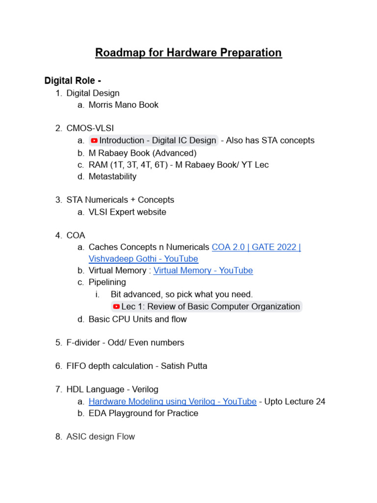 Roadmap For Hardware Preparation | PDF
