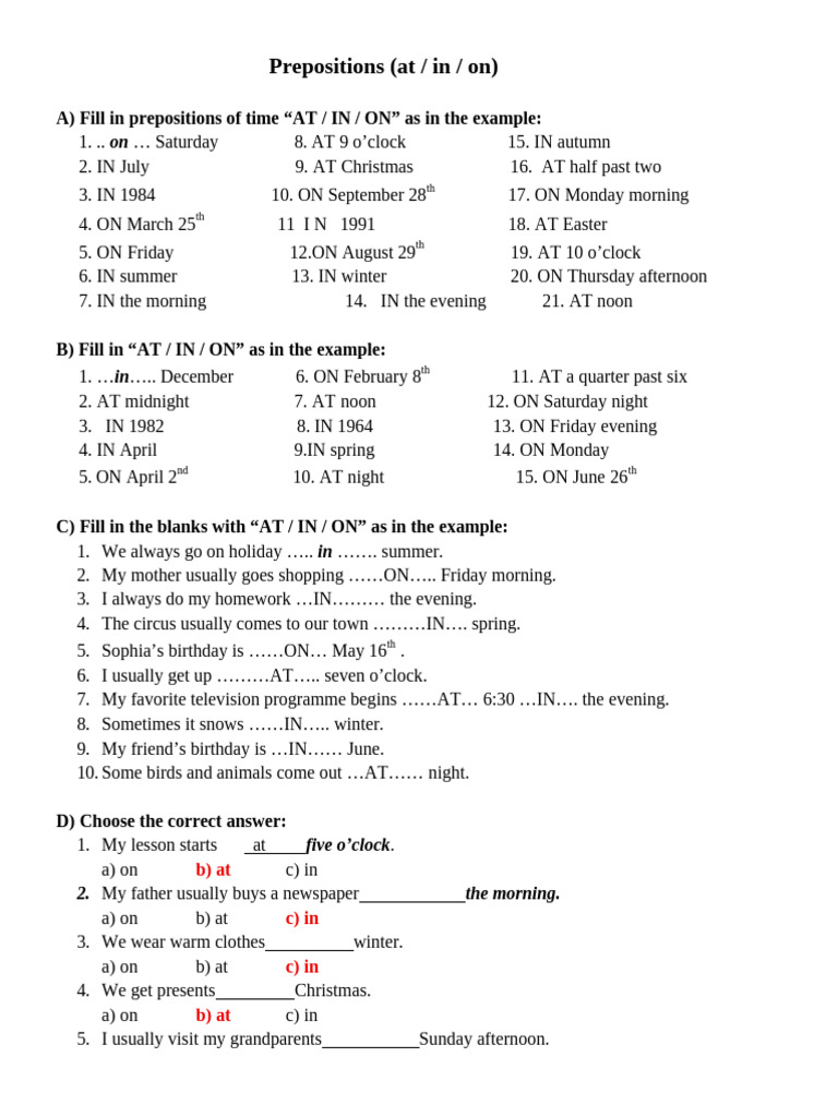 Unit 3 Prepositions - Gi I T | PDF