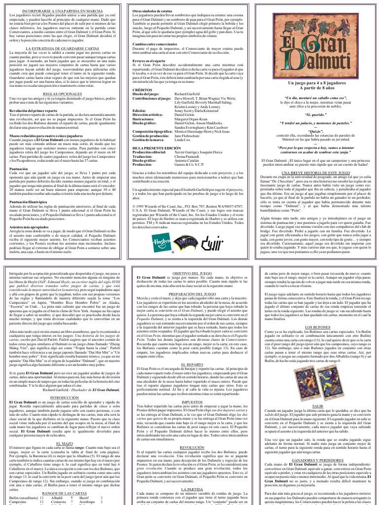 El Gran Dalmuti Reglas | PDF | Jugando a las cartas | Dispositivos de juego