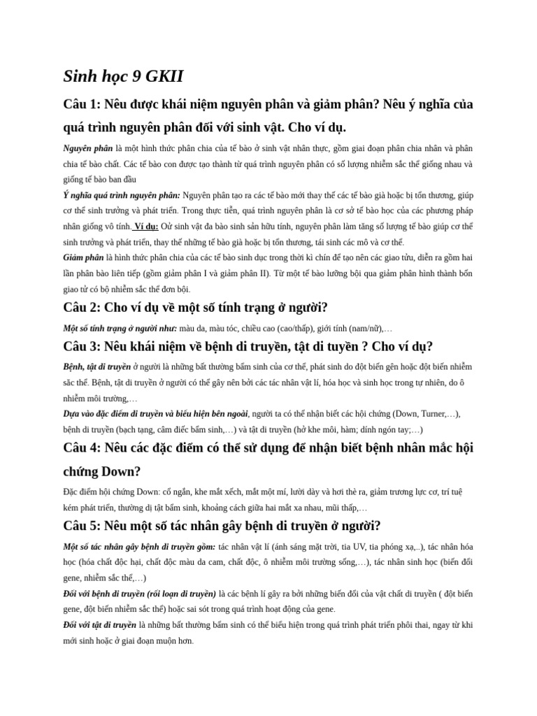 Sinh Học GkII | PDF