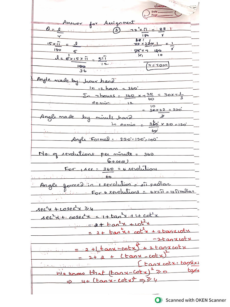 Trigonometric Functions Answers 1 To 30 | PDF