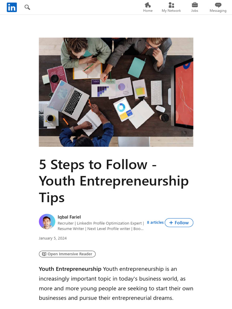 5 Steps to Follow - Youth Entrepreneurship Tips | PDF ...