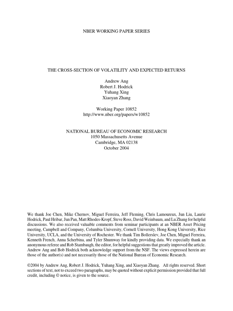 Ang Et Al. - 2004 - The Cross-Section of Volatility and Expected ...