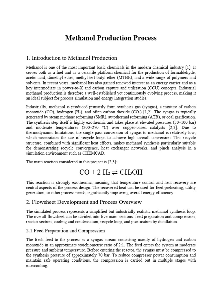 Methanol Production Process Simulation With Heat Integration | PDF ...
