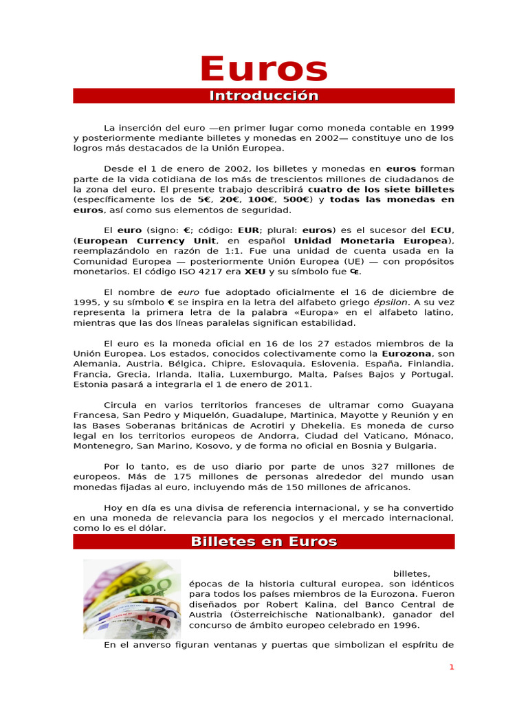 Euros | PDF | Euro | Moneda