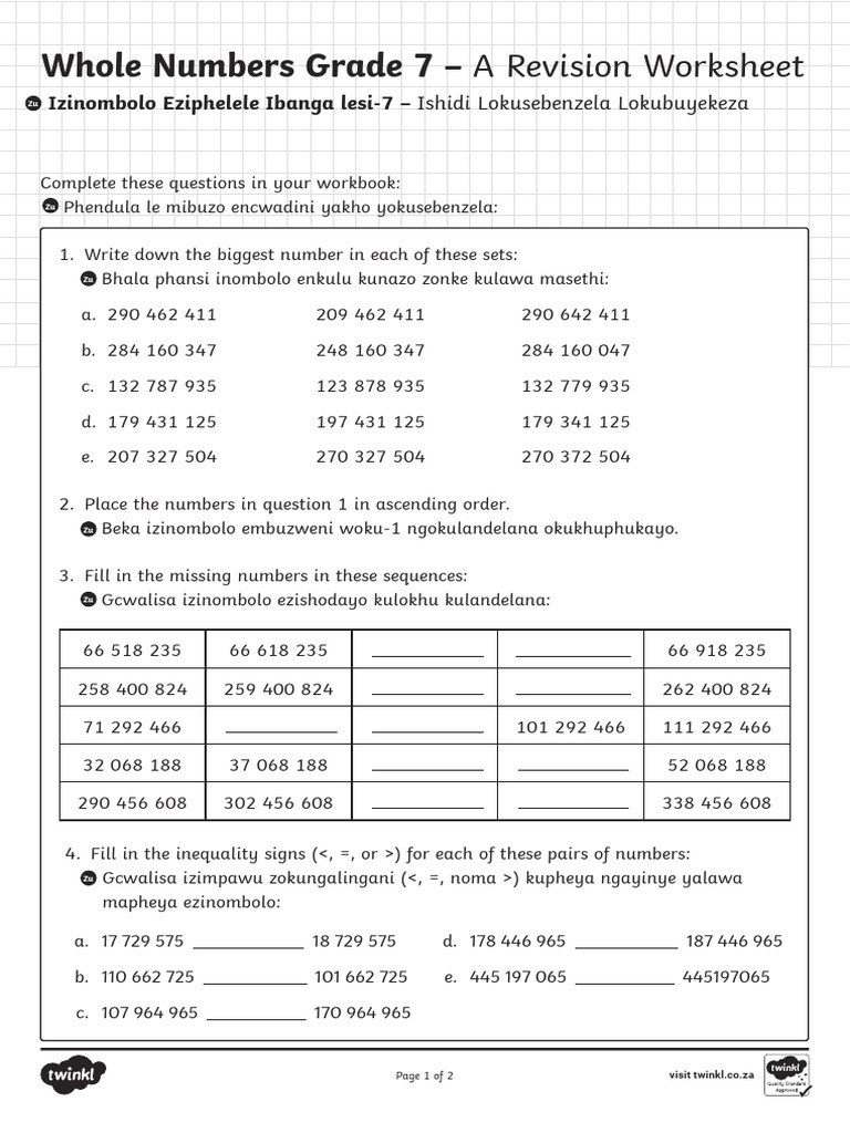 Za M 1758702267 Grade 7 Maths Whole Numbers Revision Worksheet Caps ...