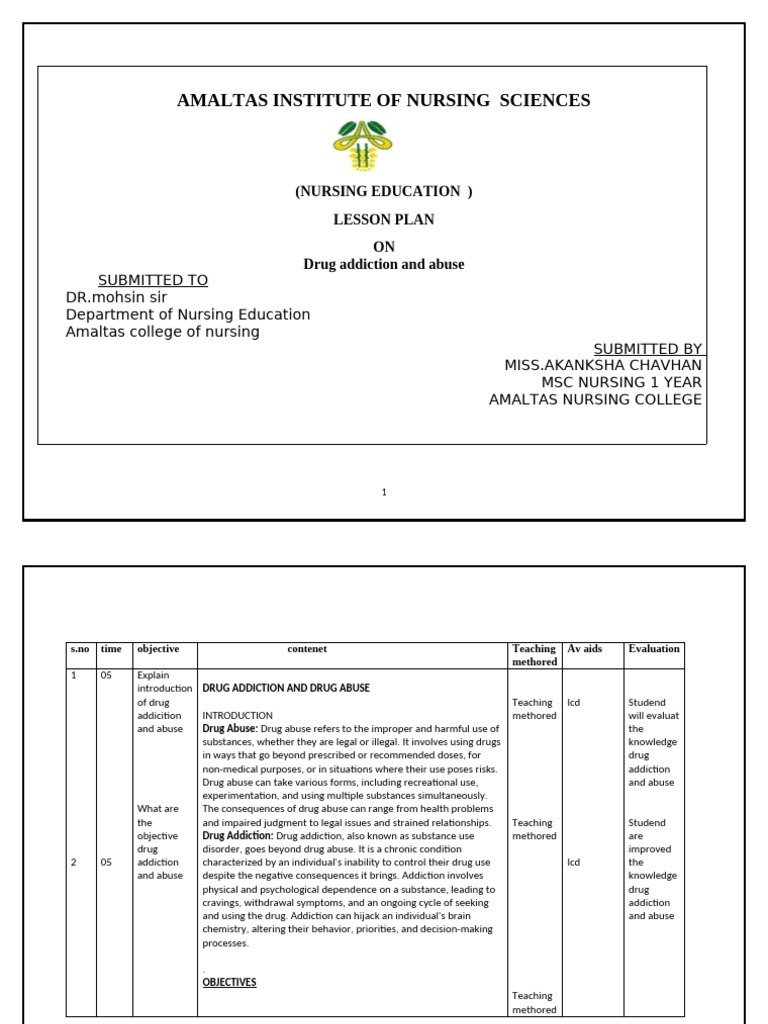 Lesson Plan of Drug Abuse | PDF | Substance Abuse | Drug Rehabilitation