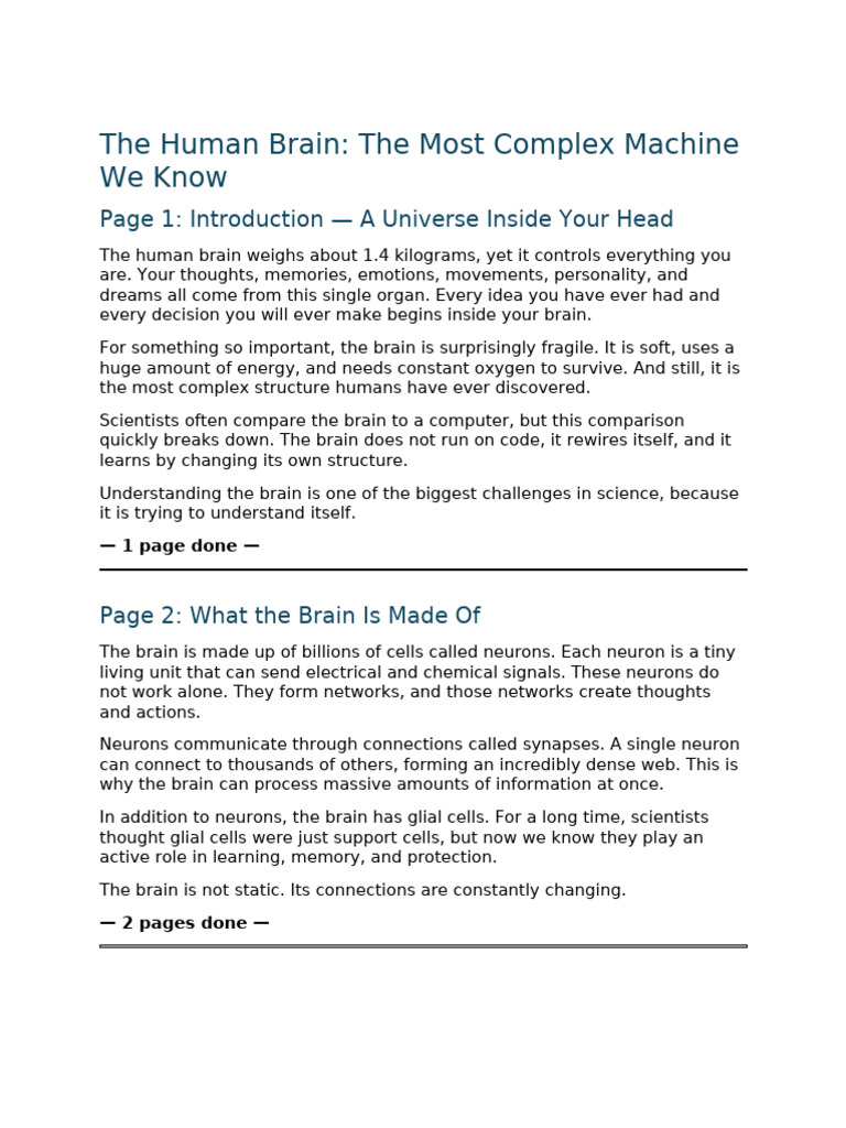 The Human Brain - The Most Complex Machine We Know | PDF | Brain | Memory