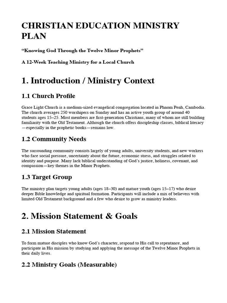 Ministry Plan Sample - 12 Minor Prophets PDF | PDF | Bible | Covenant ...