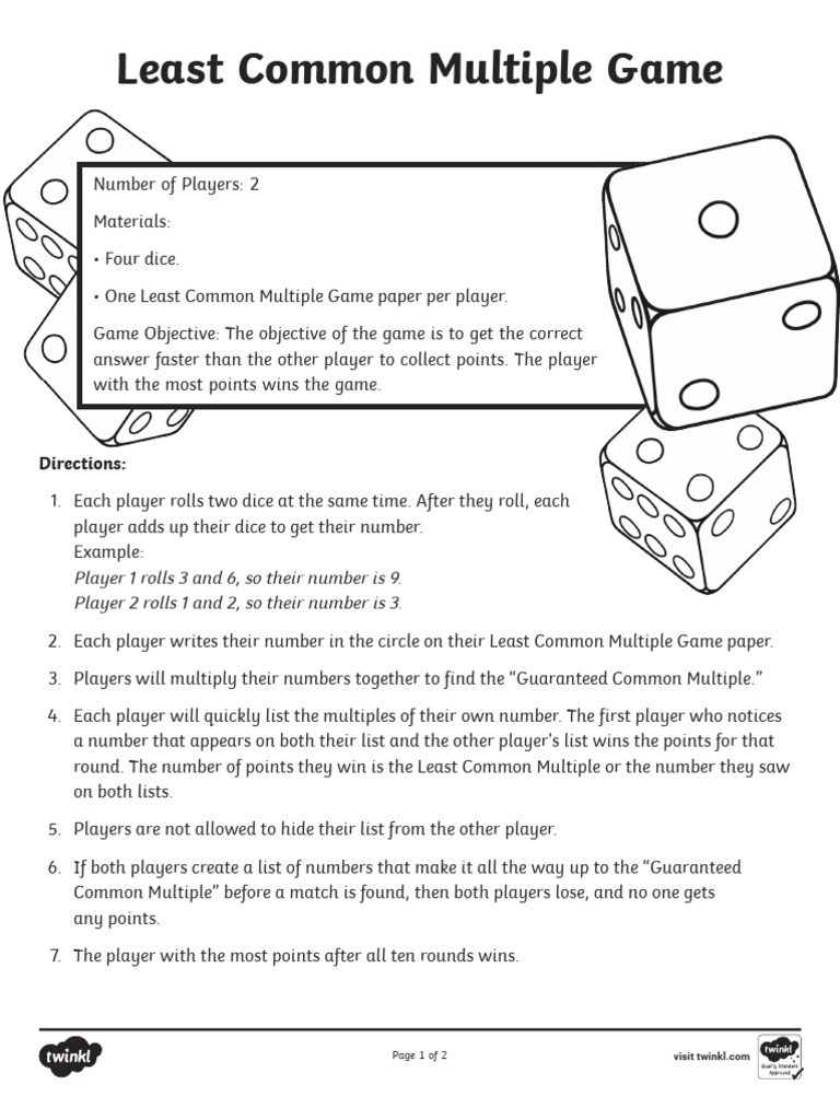 Sixth Grade Least Common Multiple Game Us m 1699198981 4 Ver 1 | PDF ...