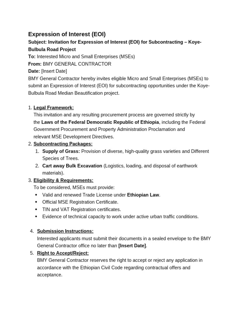 Expression of Interest Draft | PDF