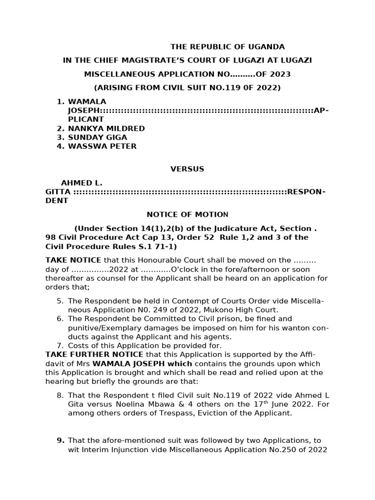 Application For Contempt of Court | PDF | Common Law | Justice