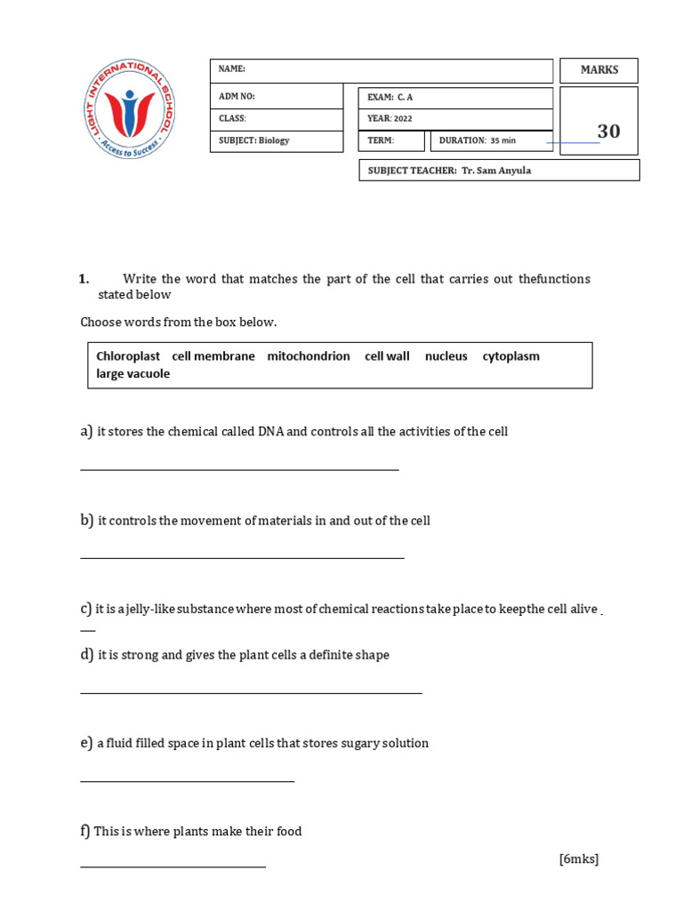 Year 7 Biology Term 1 C.a 1 | PDF