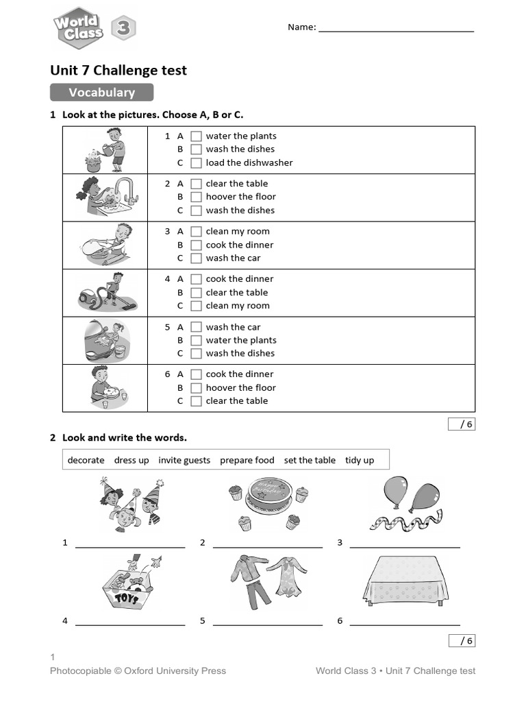 World Class_Challenge tests_Level 3_Unit test 7 | PDF